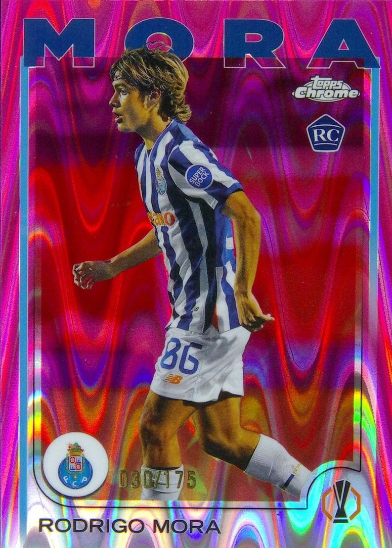 Rodrigo Mora 2024 Topps Chrome UEFA Club Competitions #137 Neon Pink RayWave Refractor /175 ...