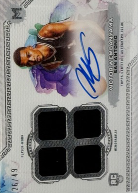 Victor Wembanyama 2023 Topps Motif #MQA-VW Rookie Quad Relic Autographs ...