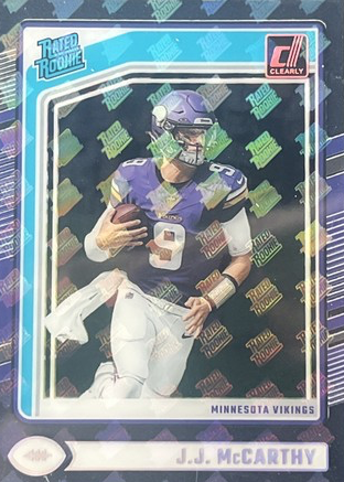 JJ McCarthy 2024 Clearly Donruss #61 Rated Rookie Logos Price Guide ...