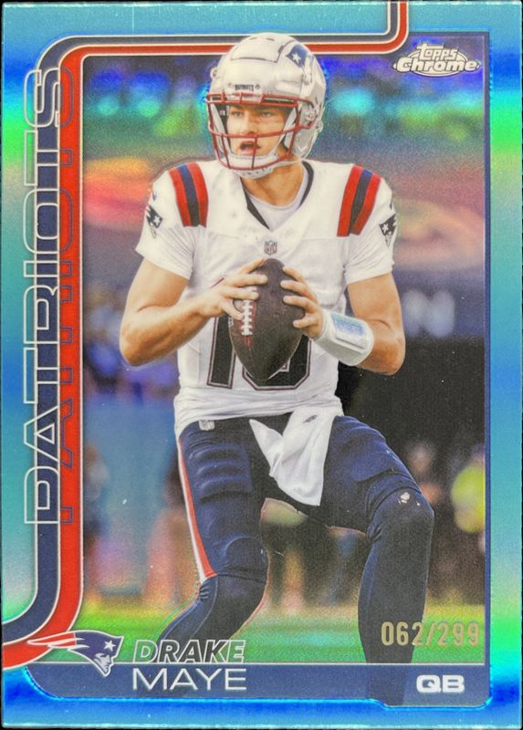 Drake Maye 2025 Topps Chrome #207 Teal Refractor /299 Price Guide ...
