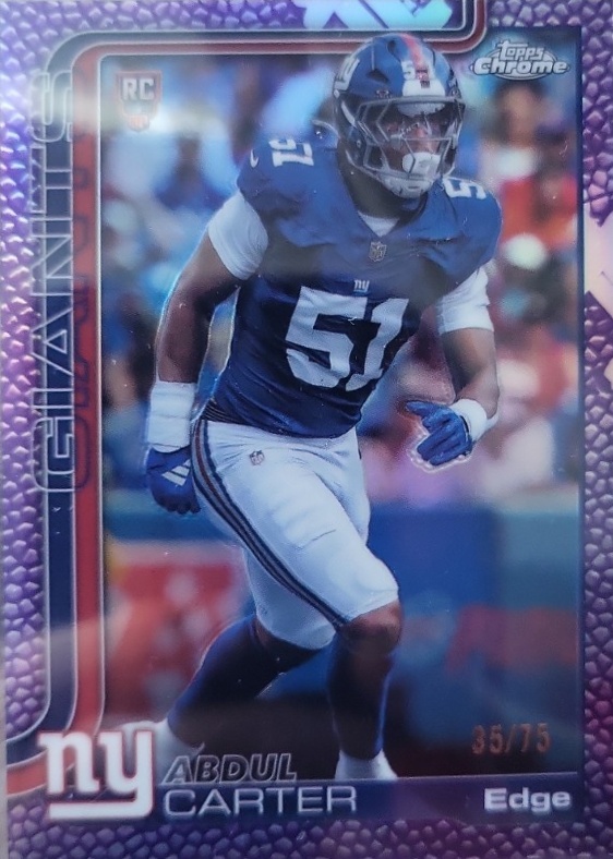 Abdul Carter 2025 Topps Chrome #350 Rookie - Purple Football Leather ...