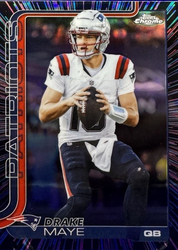 Drake Maye 2025 Topps Chrome #207 Neon Pulse Refractor /(SSP) Price ...
