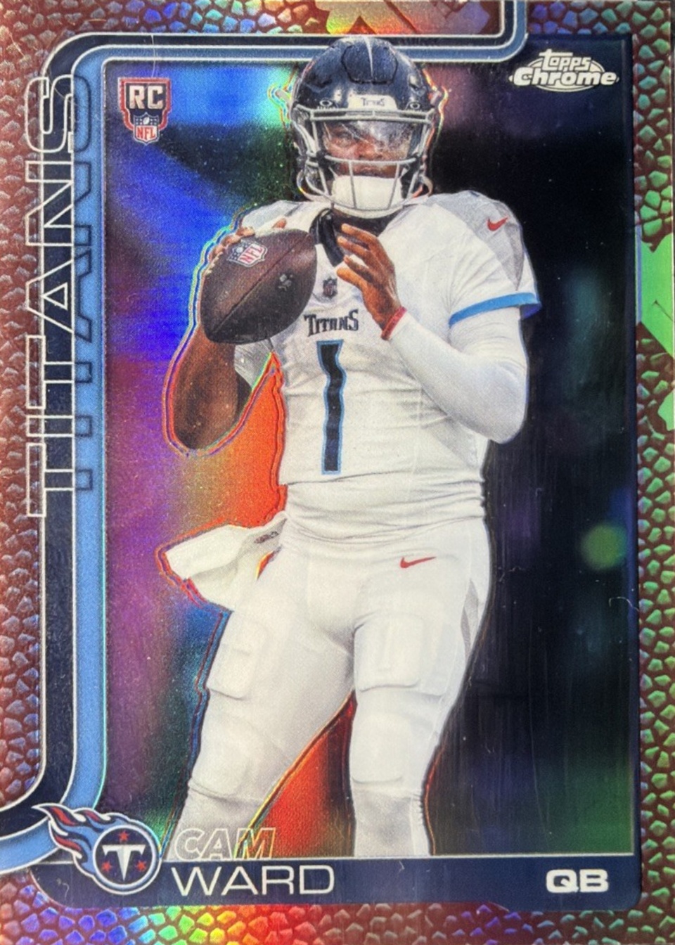 Cam Ward 2025 Topps Chrome #314 Rookie - Football Leather Refractor ...