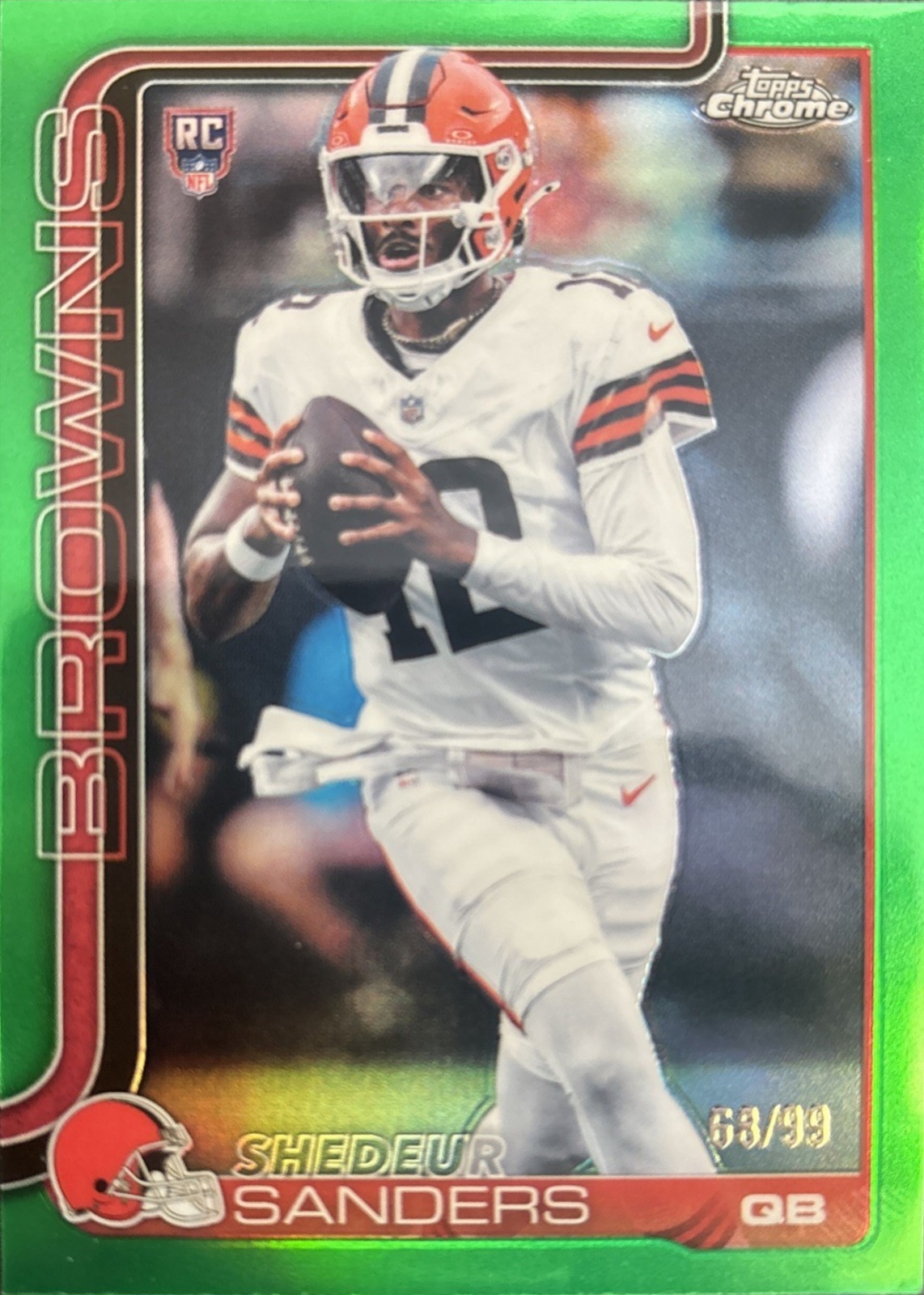 Shedeur Sanders 2025 Topps Chrome #315 Rookie - Green Refractor /99 ...