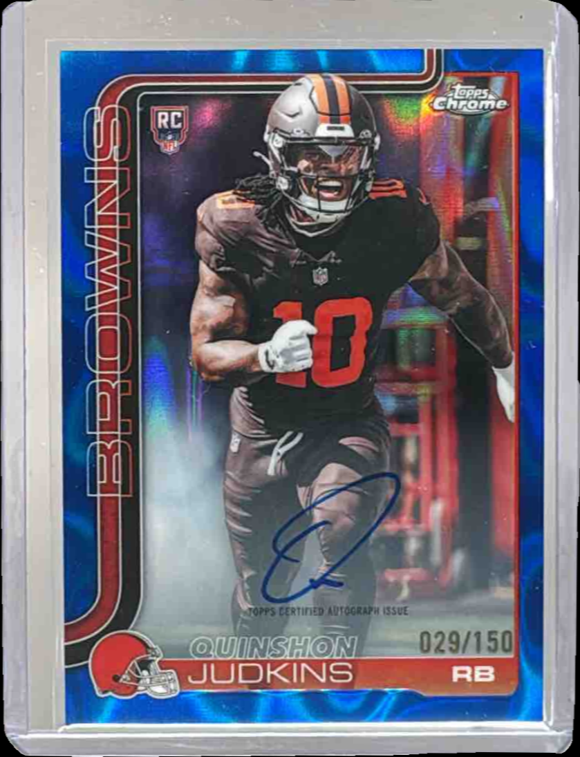 Quinshon Judkins 2025 Topps Chrome #RA-QJ Rookie Autographs - Blue Lava ...