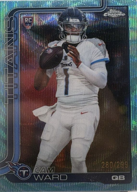 Cam Ward 2025 Topps Chrome #314 Rookie - Teal Wave Refractor /299 Price ...