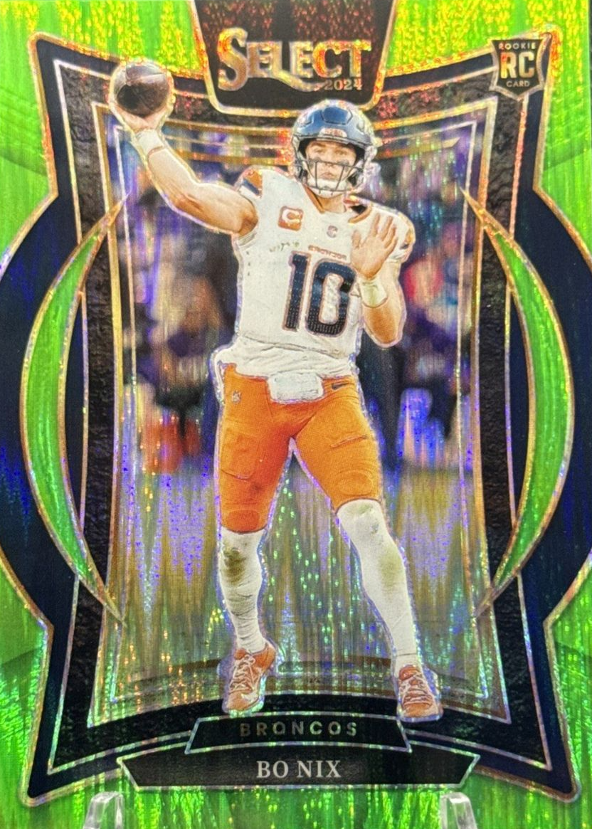 Bo Nix 2024 Select #30 Concourse Neon Green Shock /599 Price Guide ...