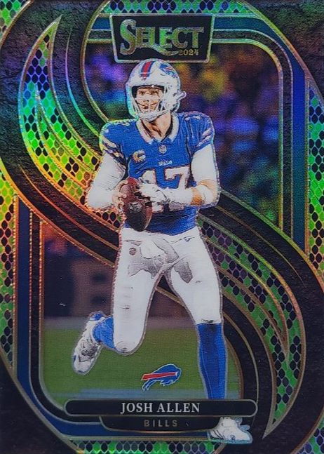 Josh Allen 2024 Select #122 Premier Level Green & Black Snakeskin /2 ...