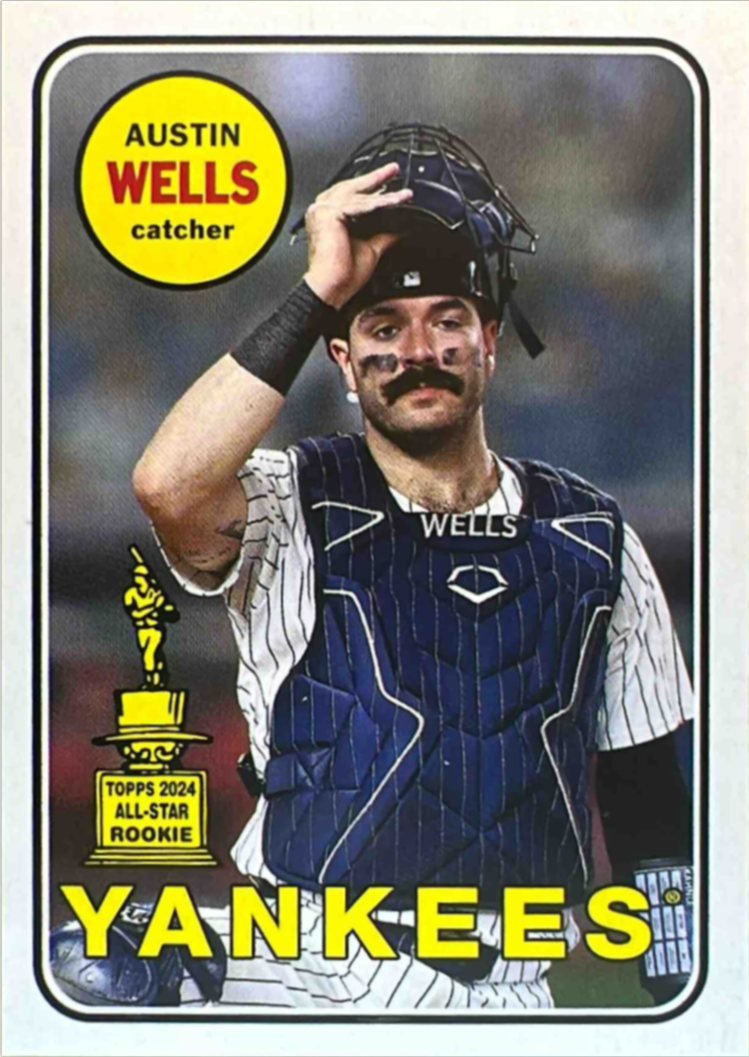 Austin Wells 2025 Topps Heritage #H25-18 25th Anniversary Price Guide ...