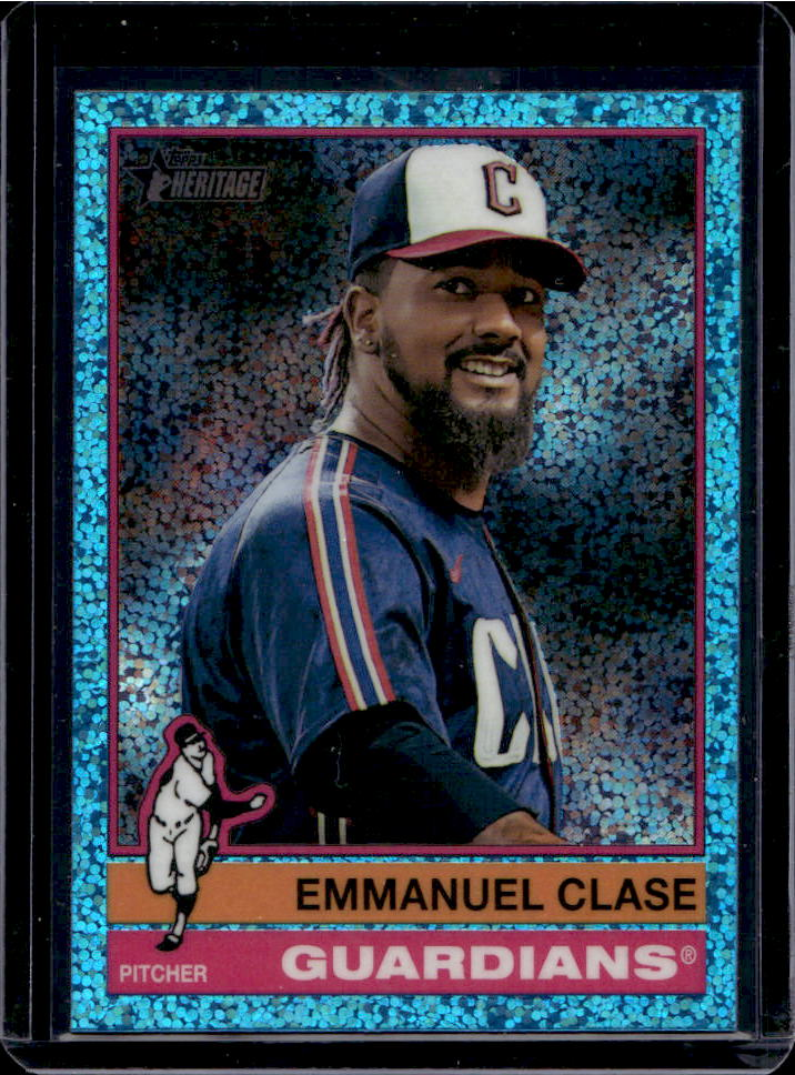 Emmanuel Clase 2025 Topps Heritage #120 Chrome - Light Blue Sparkle ...