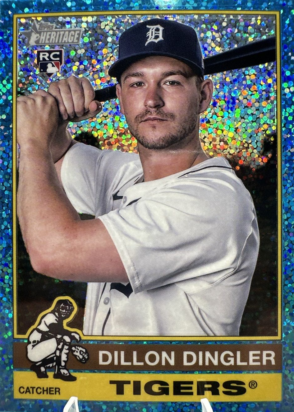 Dillon Dingler 2025 Topps Heritage #130 Chrome - Light Blue Sparkle ...