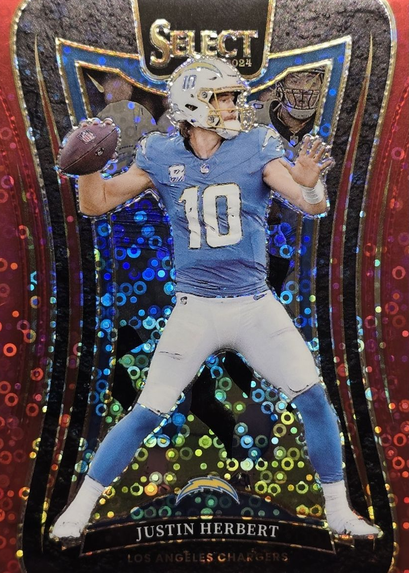 Justin Herbert 2024 Select #395 Suite Level Red Disco /49 Price Guide ...