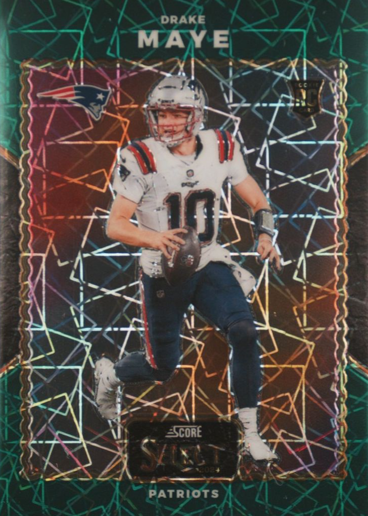 Drake Maye 2024 Select #22 Score Select Throwback - Green /5 Price ...