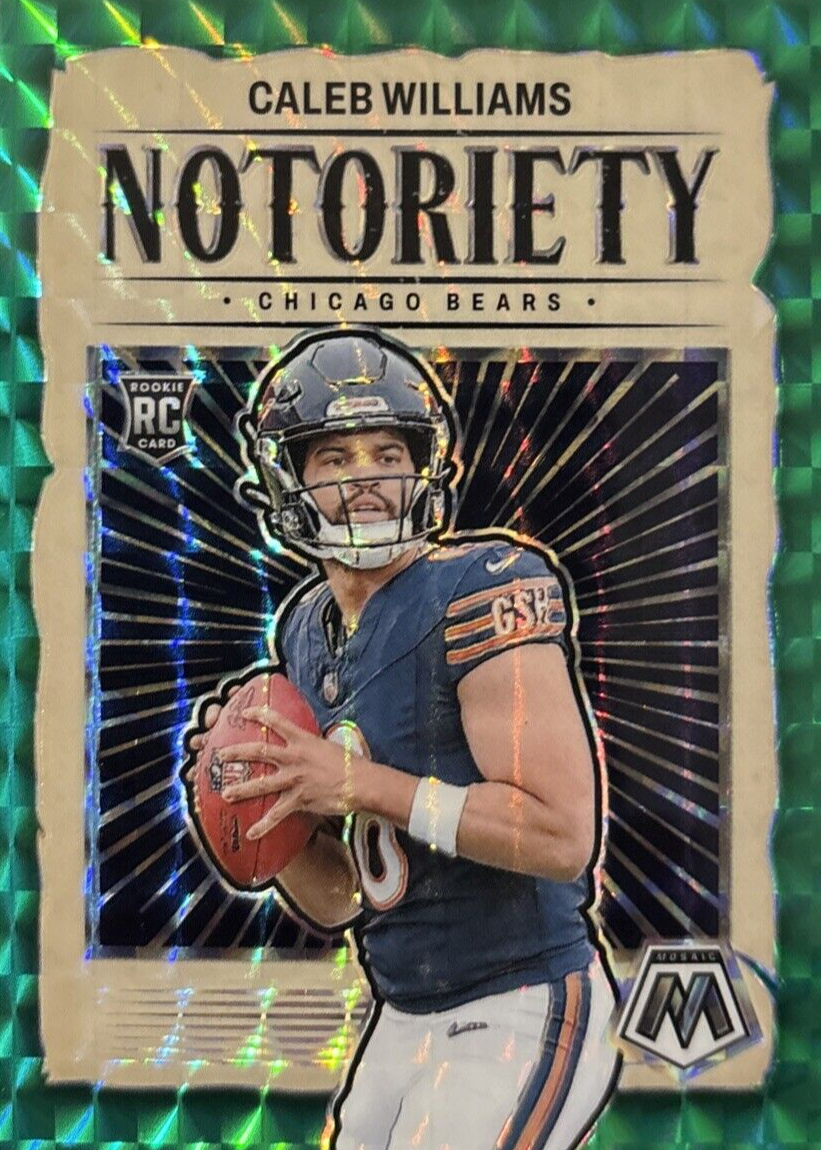 Caleb Williams 2024 Mosaic #18 Notoriety - Green Price Guide - Sports ...