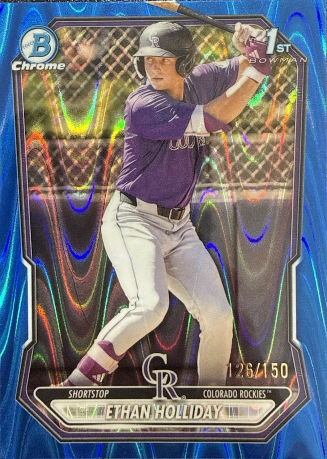 Ethan Holliday 2026 Bowman #BCP-1 Chrome Prospects - Blue RayWave ...
