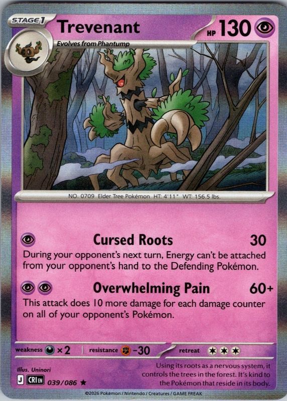 Trevenant 2026 Mega Evolution: Chaos Rising #39/86 Holo Price Guide ...