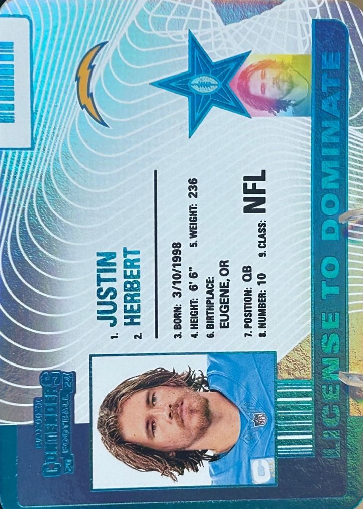 Justin Herbert 2024 Contenders #18 License to Dominate /(SSP) Price ...