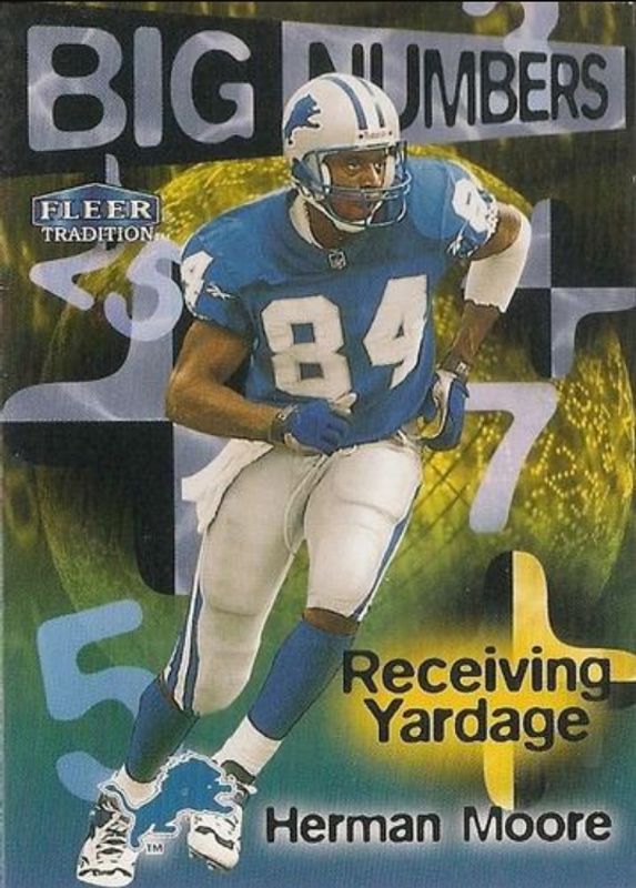 Herman Moore 1998 Fleer Tradition #1 Big Numbers Redemption Price Guide ...