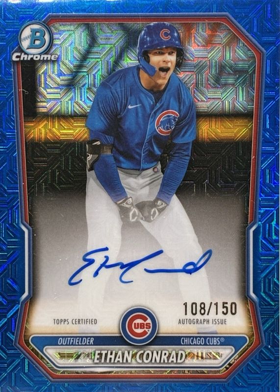 Ethan Conrad 2026 Bowman Mega Box #BMA-EC Chrome Prospect Auto - Blue ...