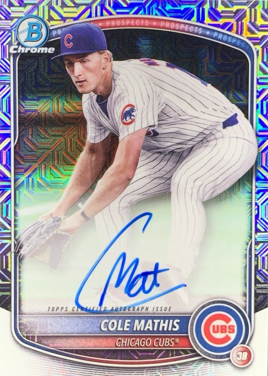 Cole Mathis 2025 Bowman Mega Box #BMA-CM Chrome Prospect Auto Price ...