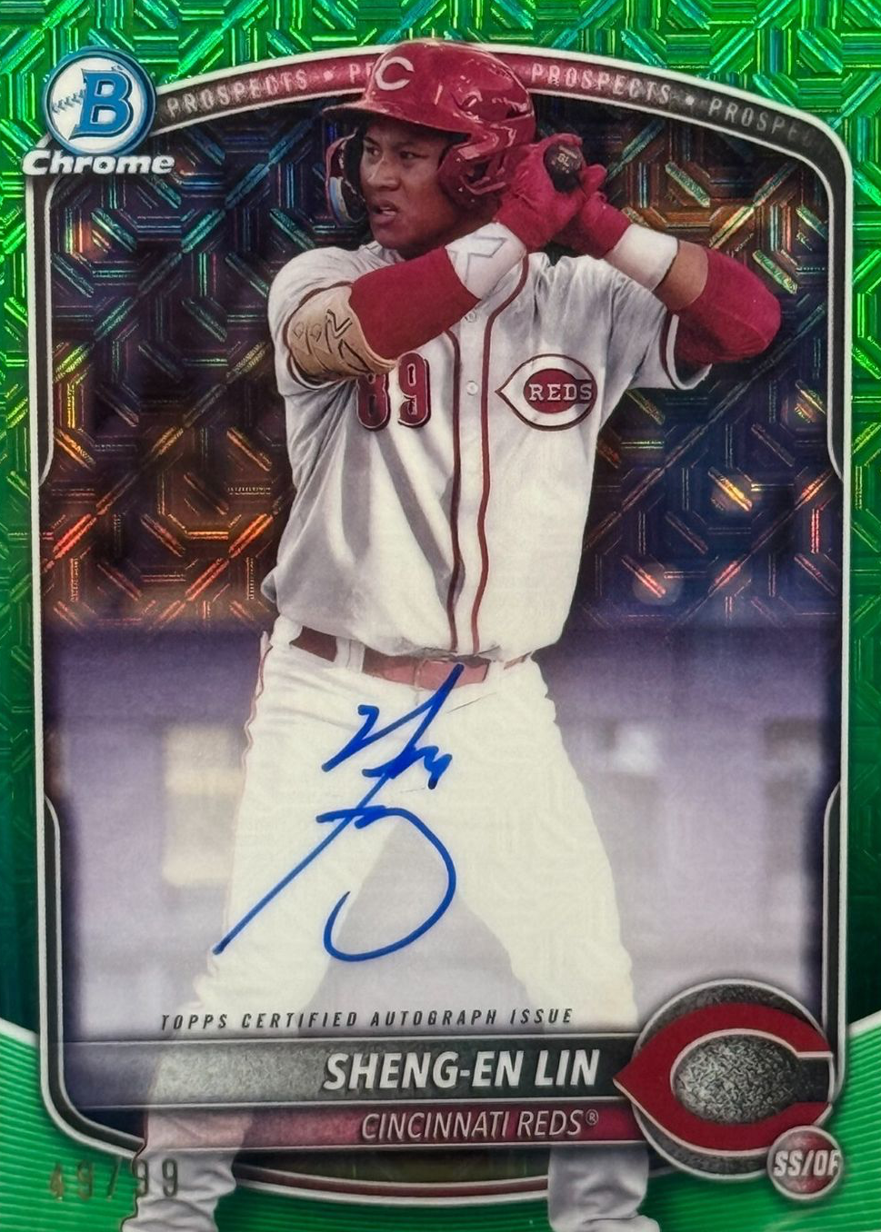 Sheng-En Lin 2025 Bowman Mega Box #BMA-SL Chrome Prospect Auto - Green ...