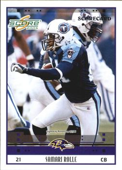 Samari Rolle 2005 Score #290 Scorecard /599 Price Guide - Sports Card ...