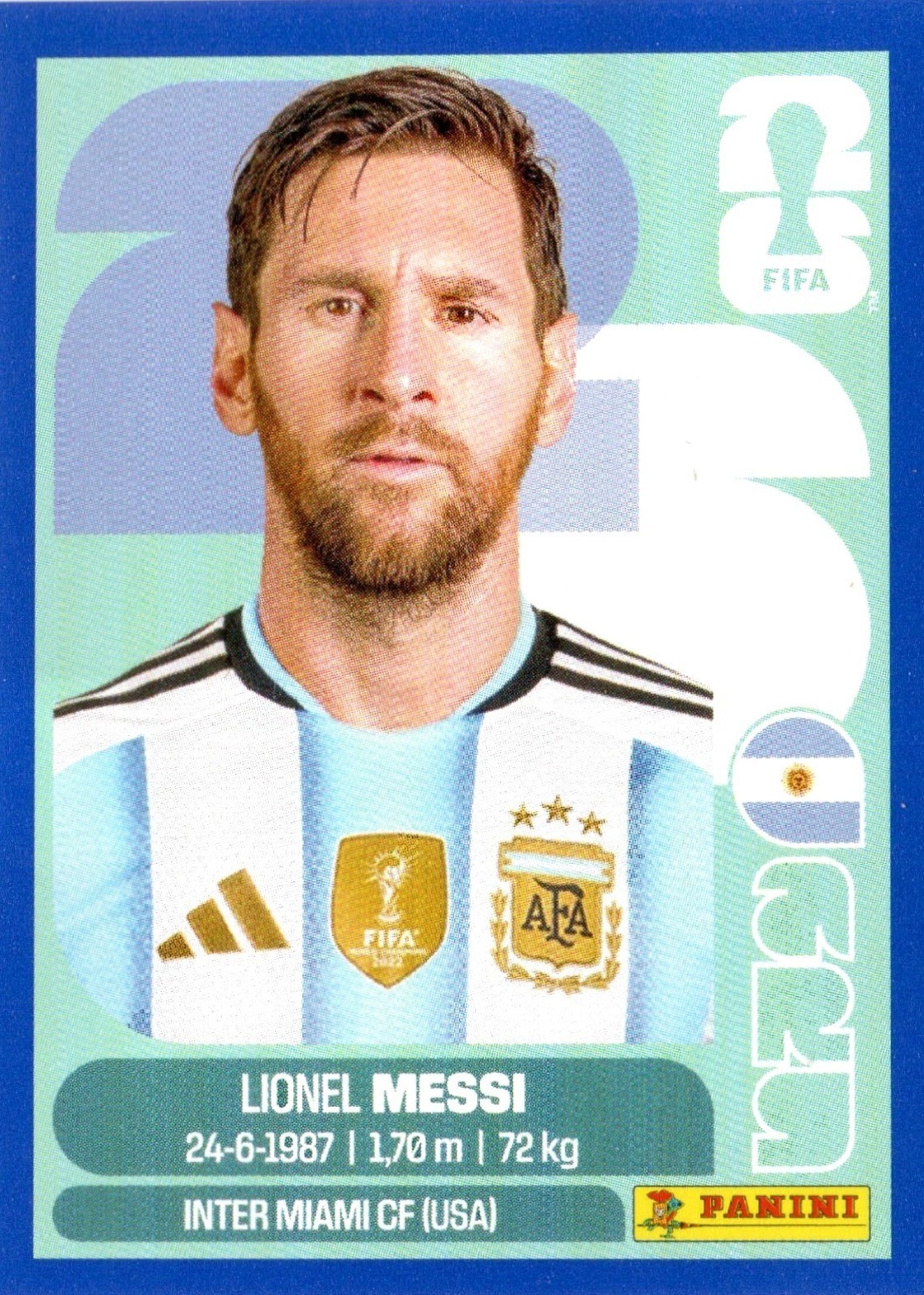 Lionel Messi 2026 Panini World Cup Stickers #ARG17 Blue (1:2) Price ...