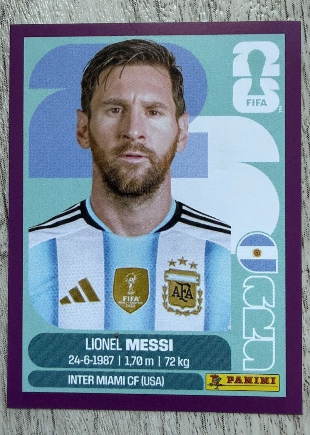 Lionel Messi 2026 Panini World Cup Stickers #ARG17 Purple (1:204) Price ...