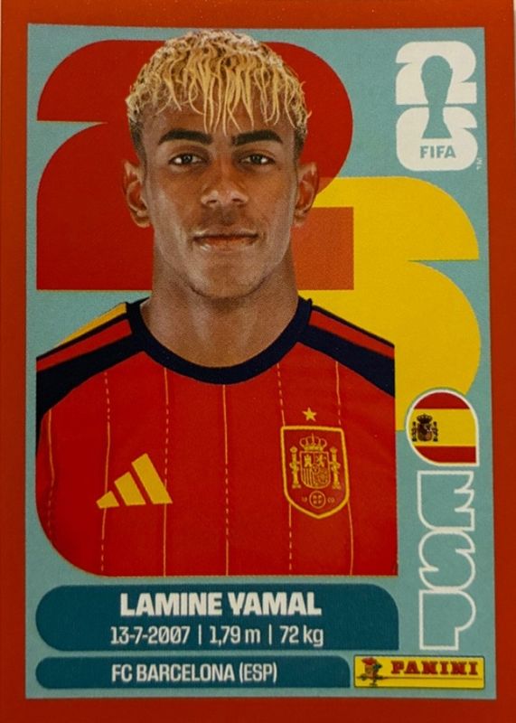 Lamine Yamal 2026 Panini World Cup Stickers #ESP15 Red (1:26) Price ...