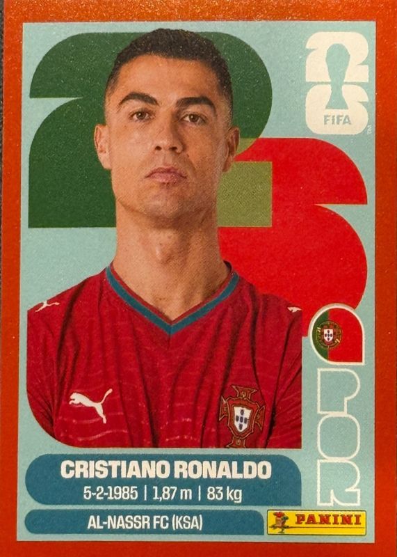 Cristiano Ronaldo 2026 Panini World Cup Stickers #POR15 Red (1:26 ...