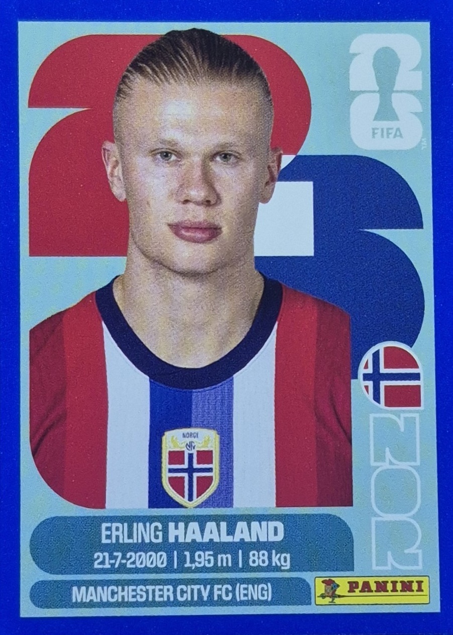 Erling Haaland 2026 Panini World Cup Stickers #NOR15 Blue (1:2) Price ...
