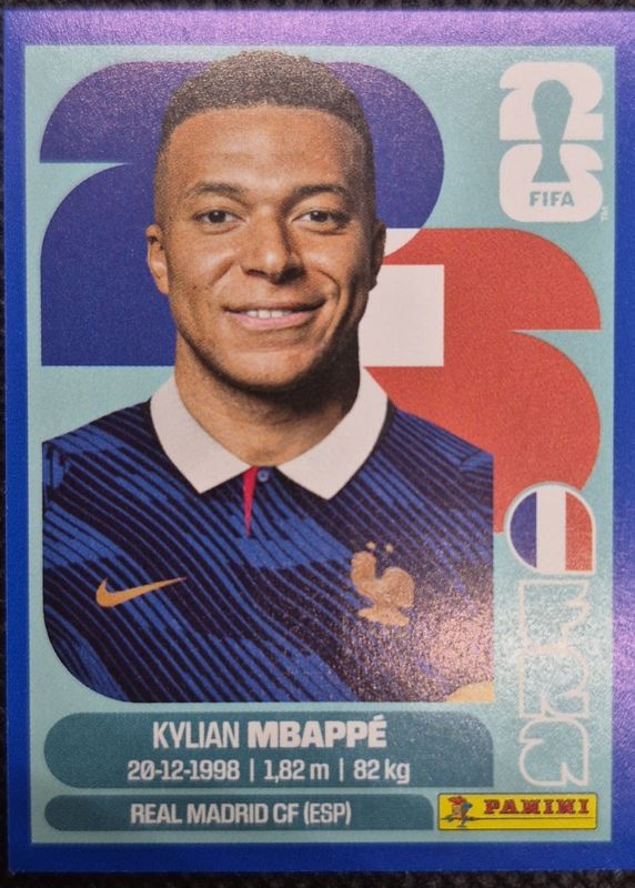 Kylian Mbappe 2026 Panini World Cup Stickers #FRA20 Blue (1:2) Price ...