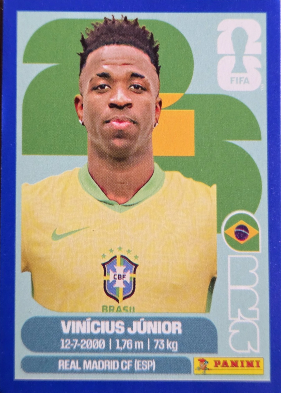 Vinicius Jr. 2026 Panini World Cup Stickers #BRA14 Blue (1:2) Price ...