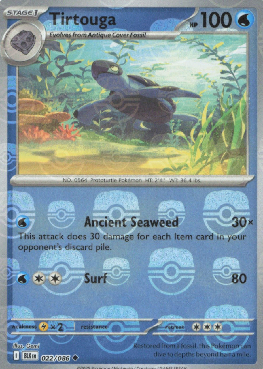 Tirtouga 2025 Scarlet & Violet: Black Bolt #022/086 Master Ball Reverse ...