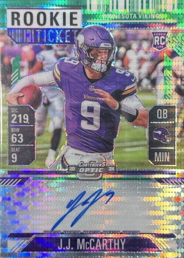 JJ McCarthy 2024 Contenders Optic #101 Rookie Ticket Auto Variation ...