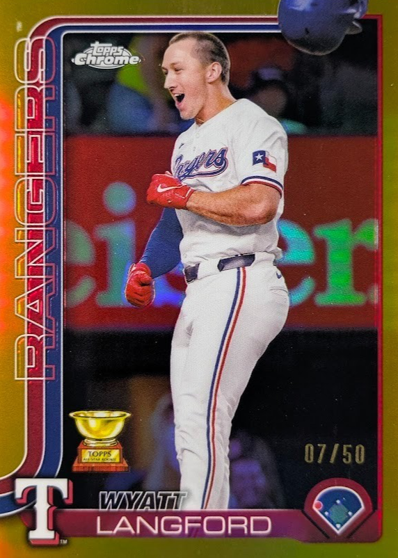 Wyatt Langford 2025 Topps Chrome #68 Gold Refractor /50 Price Guide ...