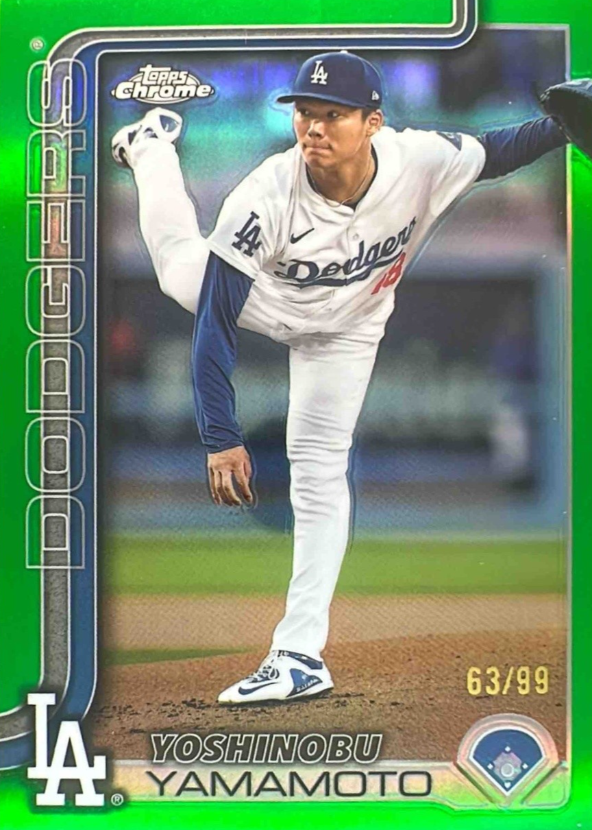 Yoshinobu Yamamoto 2025 Topps Chrome #179 Green Refractor /99 Price ...