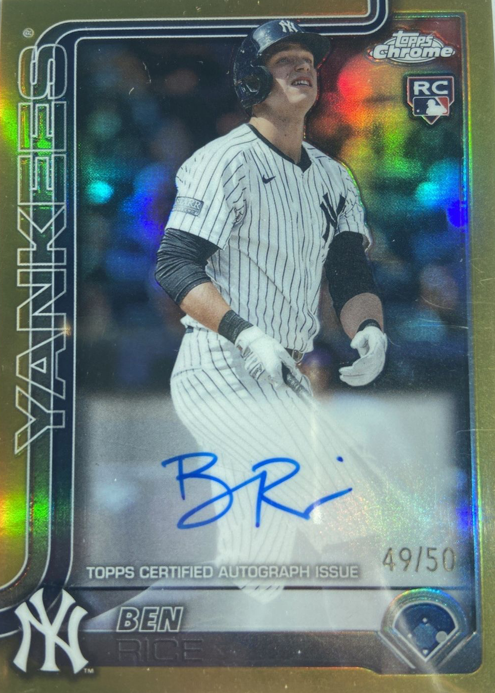 Ben Rice 2025 Topps Chrome #RA-BR Rookie Autographs - Gold Refractor ...