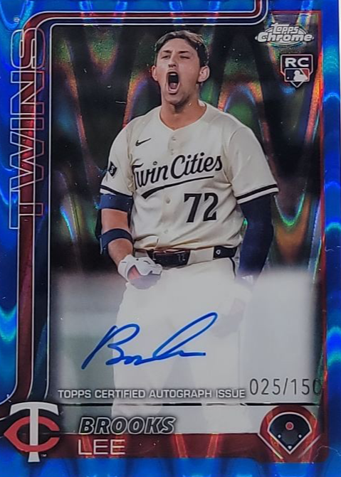 Brooks Lee 2025 Topps Chrome #RA-BL Rookie Autographs - Blue RayWave ...