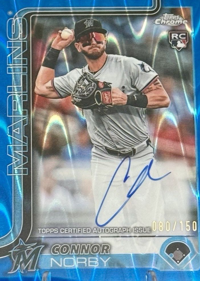 Connor Norby 2025 Topps Chrome #RA-CN Rookie Autographs - Blue RayWave ...