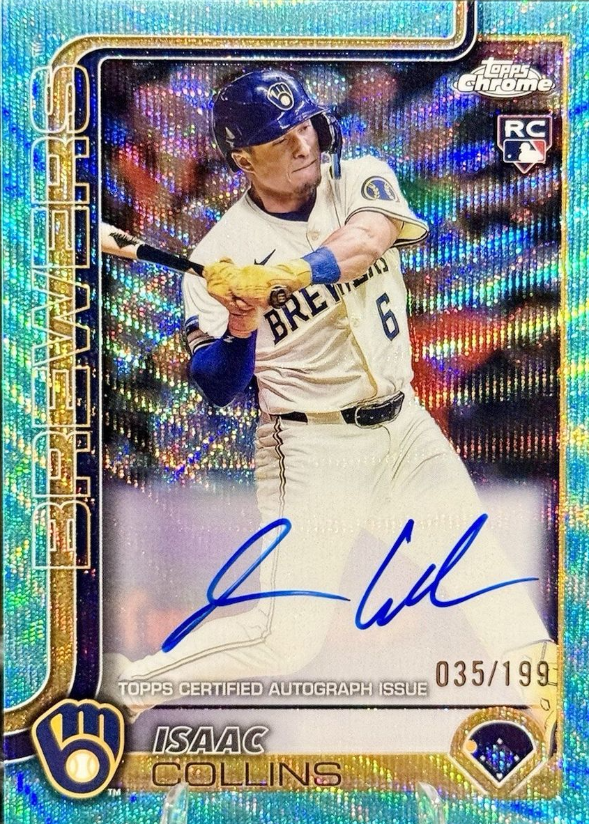 Isaac Collins 2025 Topps Chrome #RA-IC Rookie Autographs - Aqua Wave ...