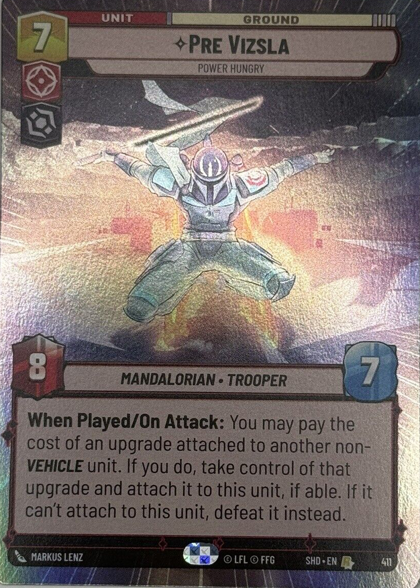 Pre Vizsla 2024 Shadows of the Galaxy #411 Hyperspace Foil Price Guide ...