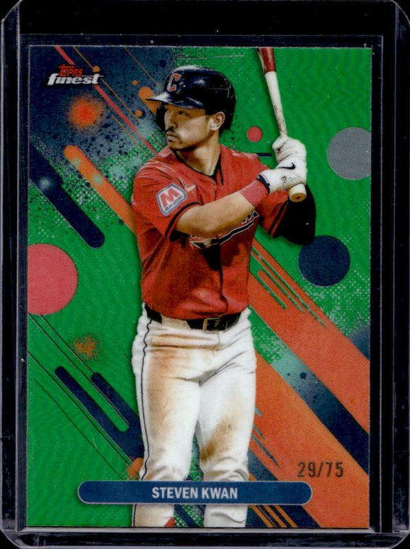 Steven Kwan 2025 Topps Finest #11 Base Common - Green Refractor /75 ...