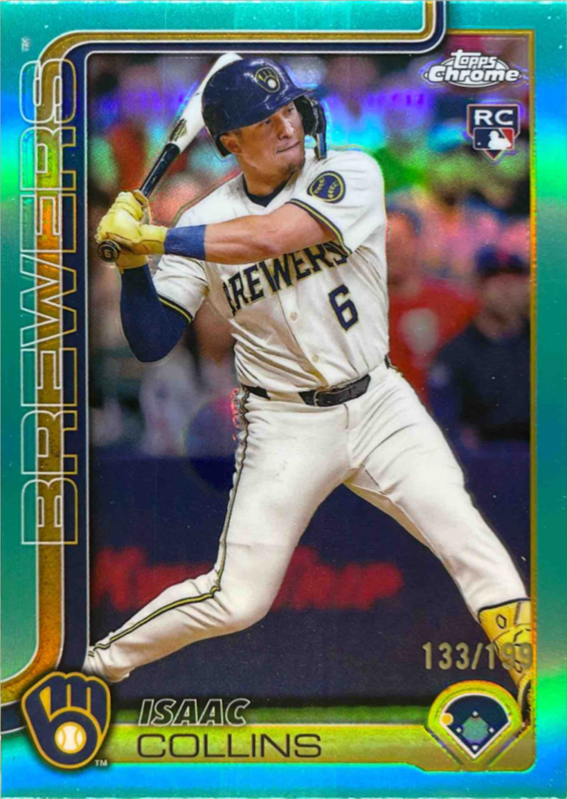 Isaac Collins 2025 Topps Chrome #92 Aqua Refractor /199 Price Guide ...