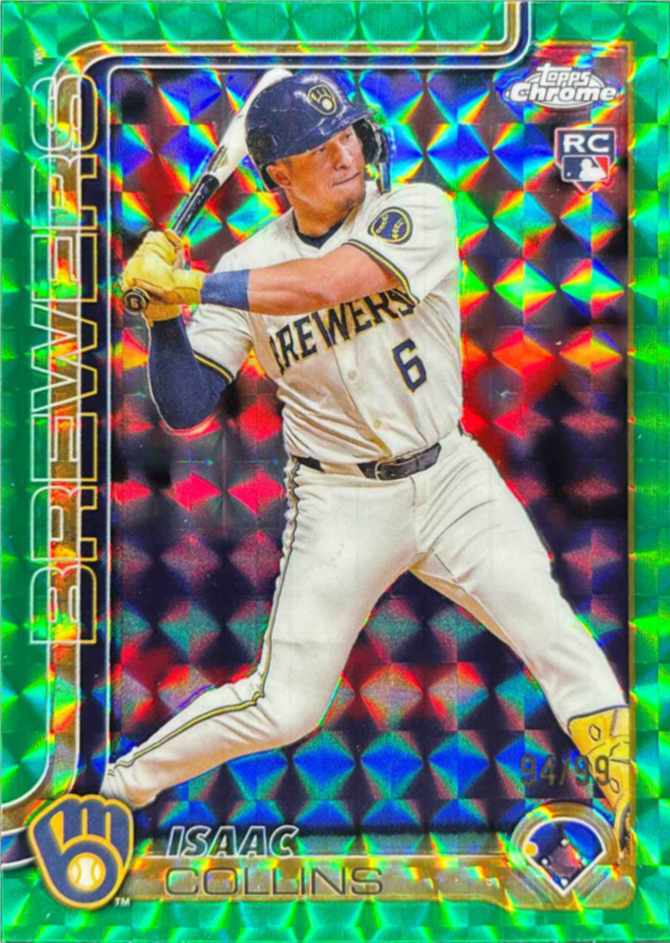 Isaac Collins 2025 Topps Chrome #92 Green Geometric Refractor /99 Price ...