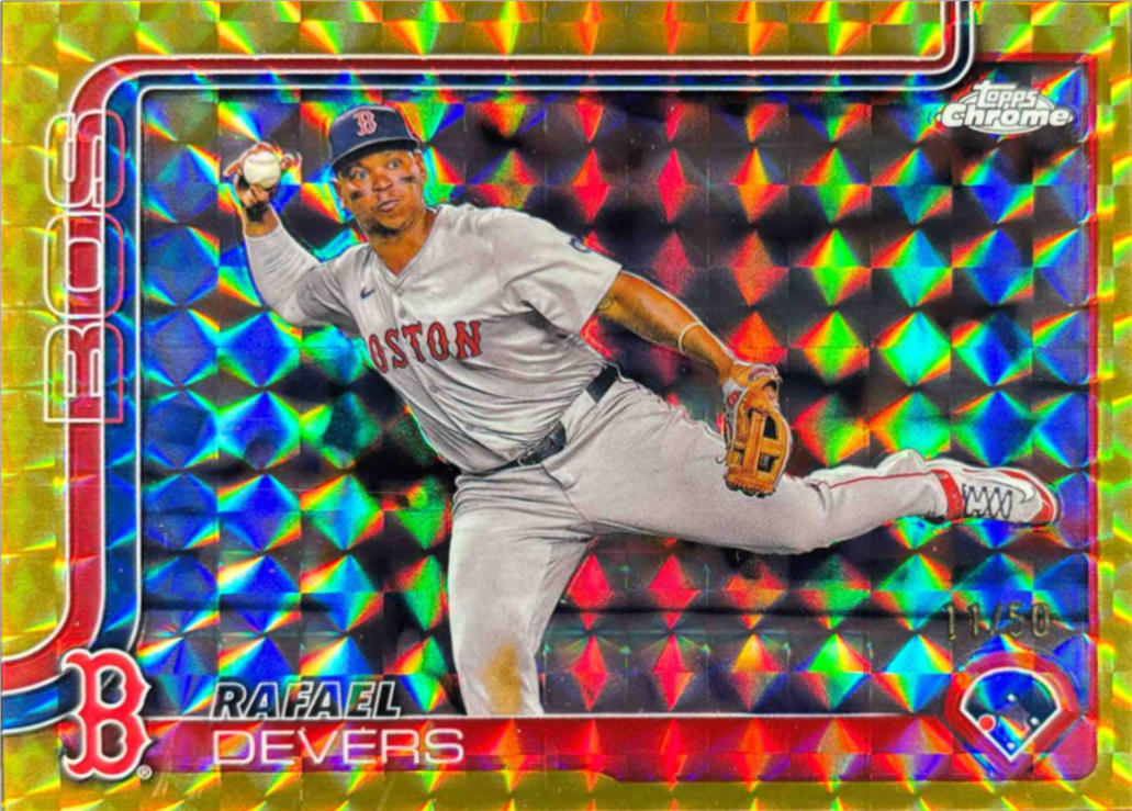 Rafael Devers 2025 Topps Chrome #127 Gold Geometric Refractor /50 Price ...