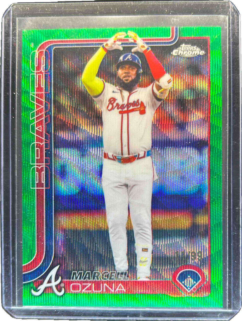 Marcell Ozuna 2025 Topps Chrome #250 Green Wave Refractor /99 Price ...