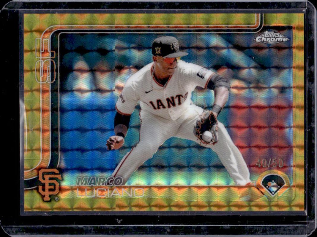 Marco Luciano 2025 Topps Chrome #191 Gold Geometric Refractor /50 Price ...