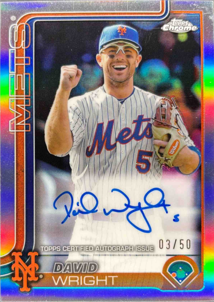 David Wright 2025 Topps Chrome #CLA-DW Chrome Legends Autographs /50 ...