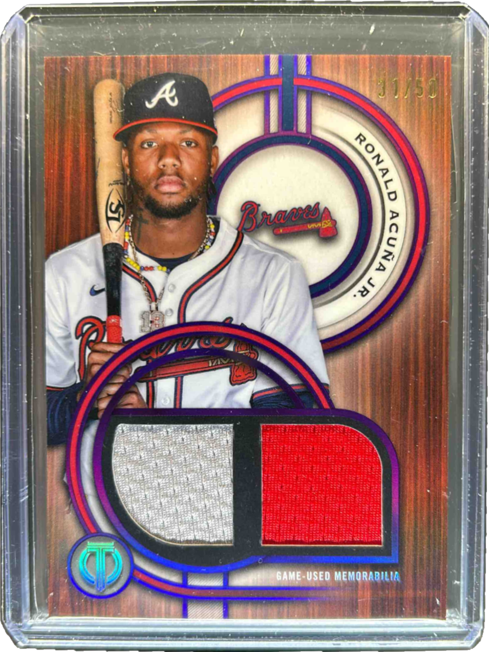 Ronald Acuna Jr. 2025 Topps Tribute #DR-RAJ Single-Player Dual Relic ...